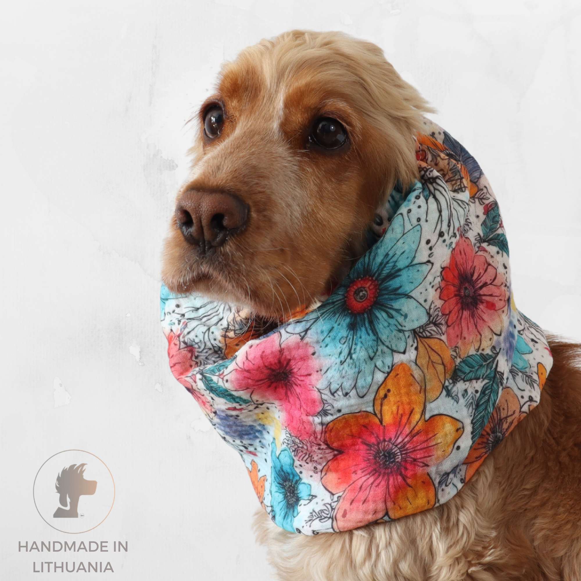 Cotton (Muslin) Dog Snood | Watercolour Blossoms | Distinguish Me